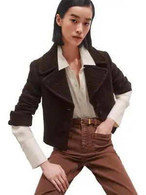 ME+EM Tweed Crop Jacket - Ganache Brown