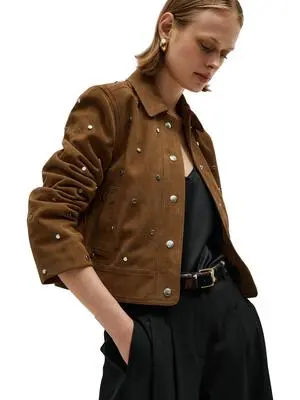 ME+EM Relaxed Studded Jacket - Dark Tan