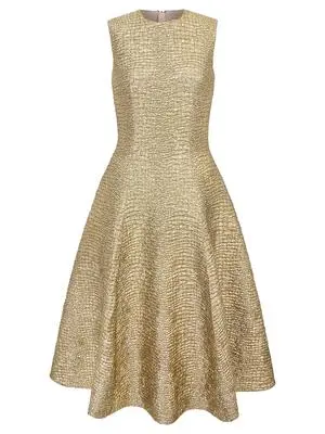 EMILIA WICKSTEAD Mara Metallic Seersucker Dress - Gold
