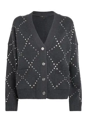 Maje Studded Knit Cardigan - Black