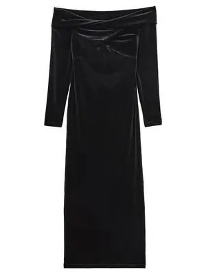 ALLSAINTS Velvet Delta Midi Dress - Black