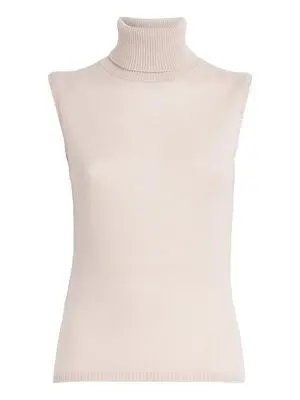 Eleventy Cashmere Roll Neck Sleeveless Sweater - Beige