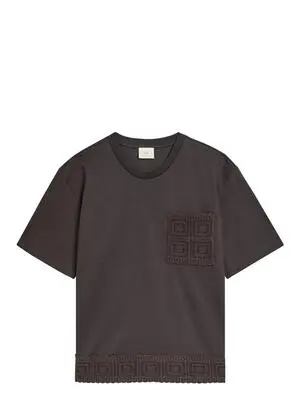 CHE Inigo Crot-trimmed Cotton T-shirt - Dark Brown