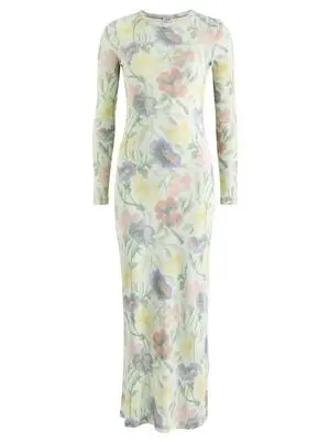 Loewe Ribbed Floral-print Silk-blend Midi Dress - Multicoloured 1
