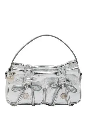 Acne Studios Multipocket Micro Metallic Leather Top Handle Bag - Silver