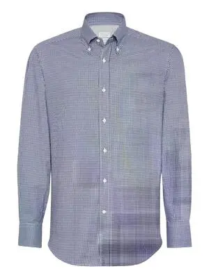 Brunello Cucinelli Gingham-check Button-down Shirt - Blue