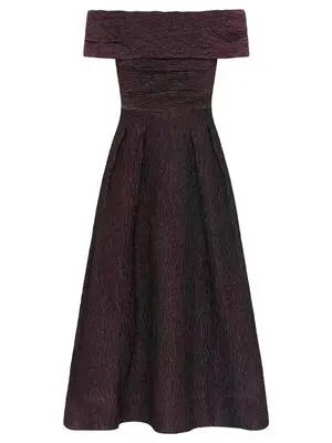 Rebecca Vallance Off-shoulder Pleated Midi Dress - Purple