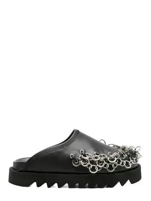 Toga Chain-embellished Leather Mules - Black