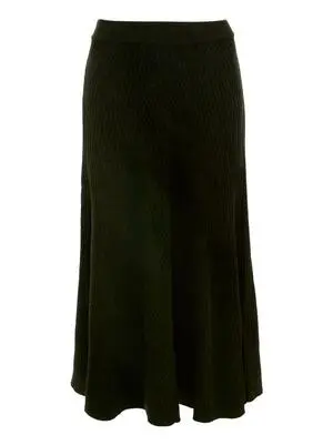 Victoria Beckham Ribbed Knit Midi Skirt - Green
