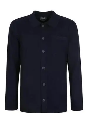 A.p.c. Wool Button-up Jacket - Blue