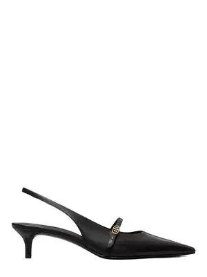 Tory Burch Slingback Buckle Leather Shoes - Black