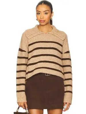 Central Park West Rayna Oversized Collar Sweater - Brown