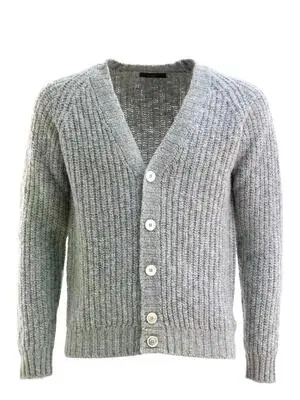 ZANONE Ribbed V-neck Cardigan - Grey