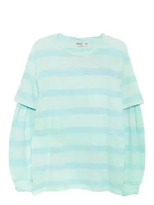 OPEN YY Striped Cotton T-shirt - Green