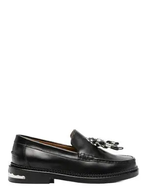 Toga Tassel-embellished Leather Loafers - Black