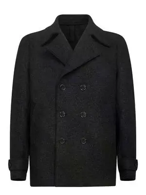 Harris Wharf London Double-breasted Virgin Wool Coat - Black