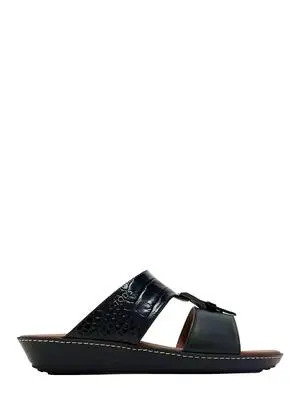 TOD'S Crocodile-embossed Leather Sandals - Black