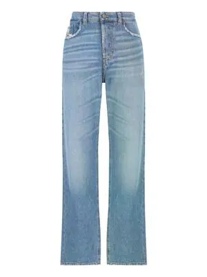 DIESEL Stone-washed Jeans With Logo Patch - Blue