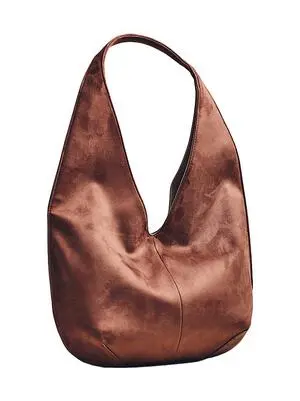 Anthropologie Dara Faux Suede Slouchy Shoulder Bag - Chocolate