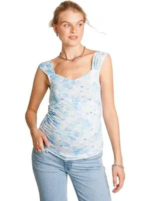 NOM MATERNITY Lola Maternity Tank - Blue Floral