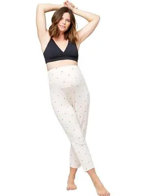 NOM MATERNITY Tapered Over-the-belly Maternity Lounge Pants - Polka Dot