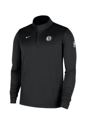 Nike Brooklyn Nets Dri-fit Nba 1/4-zip Long-sleeve Top - Black
