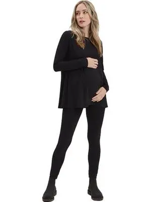 NOM MATERNITY Nicolette Long Sleeve Maternity & Nursing Tee Black