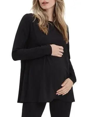 NOM MATERNITY Nicolette Maternity & Nursing Boatneck Top - Black
