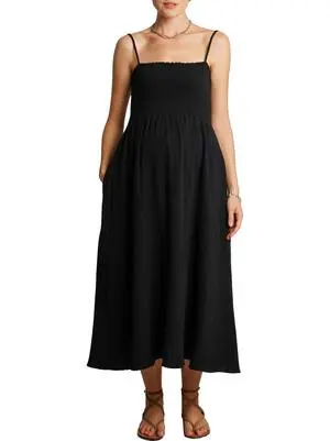NOM MATERNITY The Easy Maternity & Nursing Midi Dress - Black