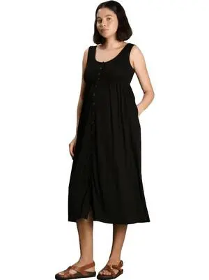 NOM MATERNITY Ribbed Modal Henley Dress Black