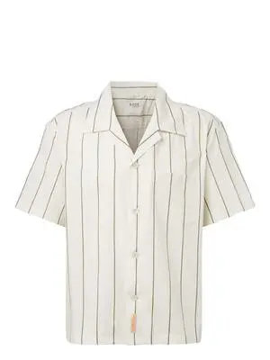 BODE Celery Striped Cotton Bowling Shirt - White