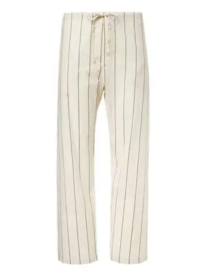 BODE Celery Striped Cotton Pajama Pants - White