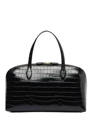 TOTEME Lounge Medium Croc-effect Leather Tote Bag - Black