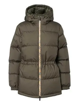 Burberry Check Hooded Down Jacket - Green