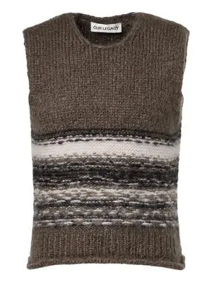 Our Legacy Striped Wool And Mohair Sweater Vest - Brown