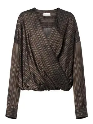 Dries Van Noten Striped Draped Wrap Top - Brown