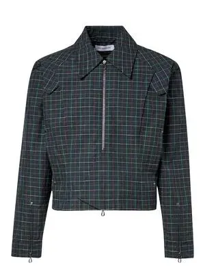 KIKO KOSTADINOV Kraner Checked Cotton-blend Jacket - Green