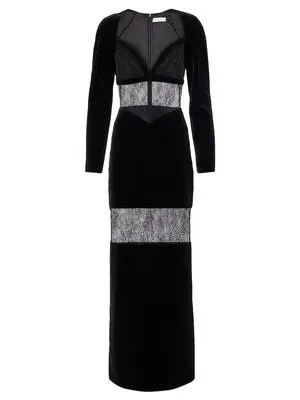 Nina Ricci Velvet And Lace Gown - Black