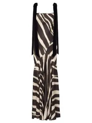 Nina Ricci Zebra-print Satin Gown - Brown