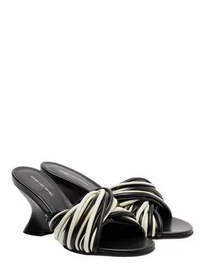 Dries Van Noten 75 Leather Wedge Mules - Black