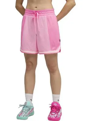 PUMA Stewie Timeless 5.25" Moisture Wicking Basketball Shorts - Pink