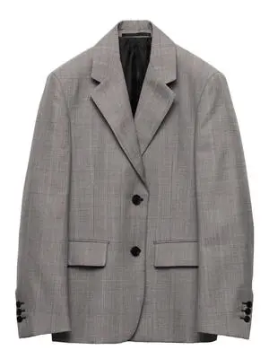 Prada Single-breasted Checked Jacket - Grey