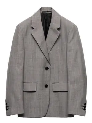 Prada Checked Grisaille Single-breasted Jacket - Grey