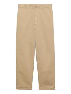 Prada Cotton Wide Leg Pants Neutral