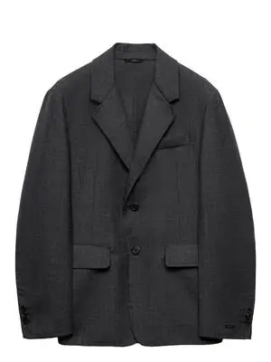 Prada Single-breasted Wool Blend Jacket Slate Gray