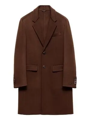 Prada Single-breasted Cashmere Coat - Brown