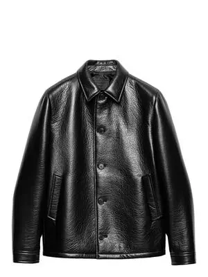 Prada Nappa Leather Caban Jacket - Black