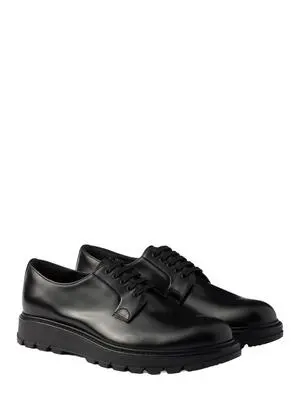 Prada Brushed Leather Lace-up Shoes - Black