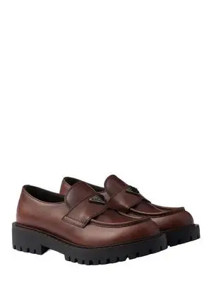 Prada Leather Loafers Ebony