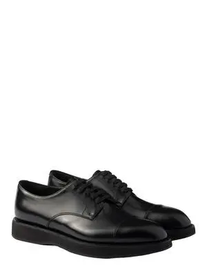Prada Brushed Leather Lace-up Shoes - Black
